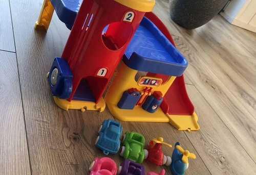 Viking toys парковка с горкой, гараж, трек