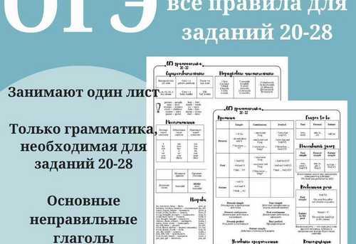 Конспект правил для заданий 20-28 ОГЭ