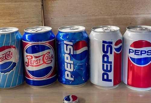 Коллекционные банки Pepsi 7 шт + пробка