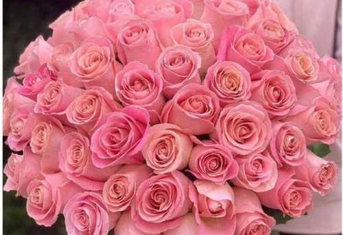 Букет из 51 розовой розы 60 см
