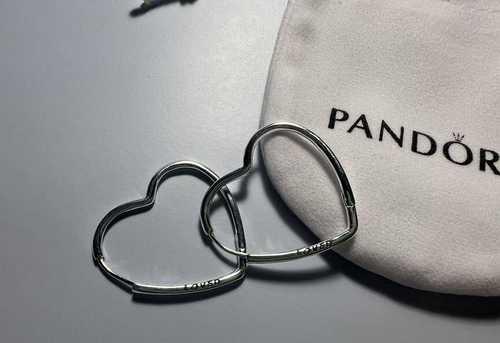 Pandora серьги асимметричные сердца любви