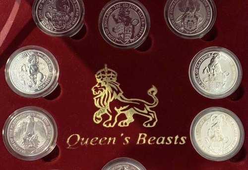 Монеты Звери Королевы набор 5 фунтов 2 унции
