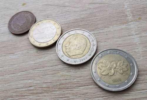 Монеты евро 1 и 2