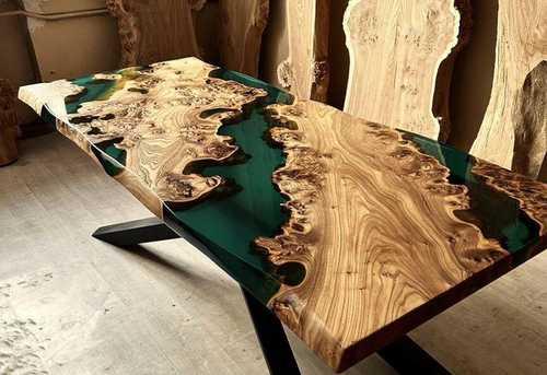 Стол из эпоксидной смолы, стол из слэба дерева