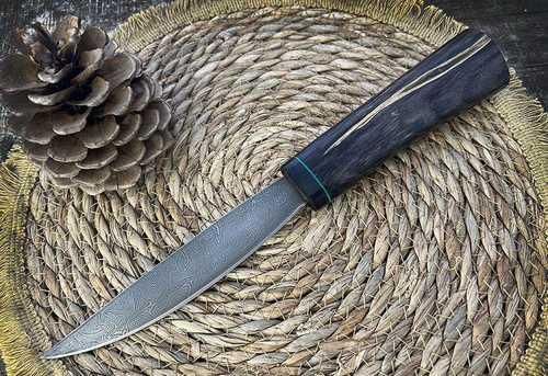 Якутский нож с долом кованый из дамасской стали