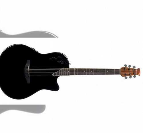 Applause AE44II-5S Elite Mid Cutaway Black Satin электроакустическая гитара, цвет черный матовый, пр