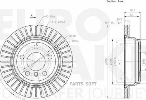 Eurobrake 5815311597 Диск тормозной задн. /coated