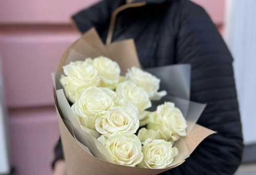 Цветы розы и букеты. Премиум белая роза Мондиаль 6