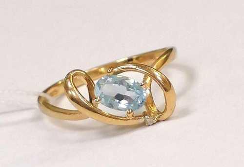 Золотое кольцо с бриллиантом и топазом 585 Р-р16,5