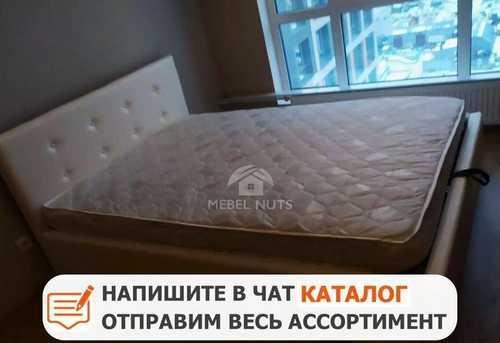 Кровать двуспальная мягкая (экокожа)