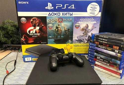 Playstation 4 slim 1TB + 9 игр