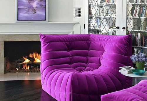 Бескаркасный угловой диван. Фиолетовый. Стандарт