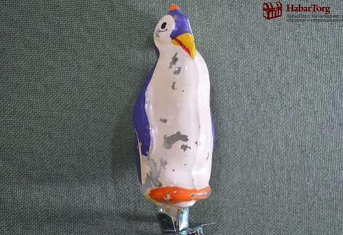 Игрушка елочная стеклянная "Пингвин, пингвиненок"