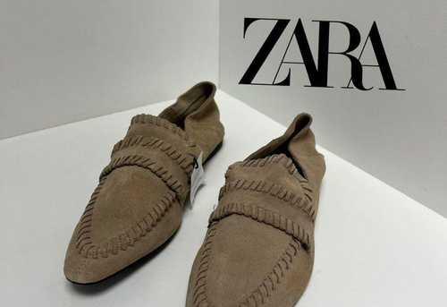 Лоферы zara 40/41 кожа новые