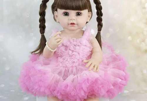 Кукла Реборн 55 см (в розовом платье)