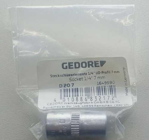 Головка 1/4" двенадцатигранная 7 мм Gedore D 20 7