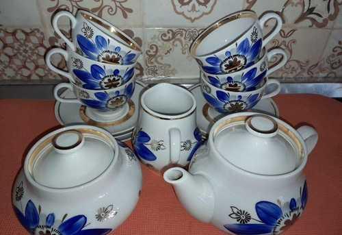 Сервиз чайный Голубые цветы, Барановка 60 годы
