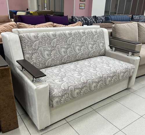 Диван выкатной 160 см Сити New Серый Цветы
