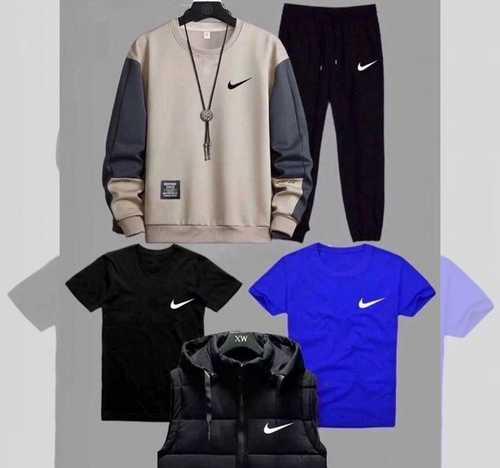 Мужской спортивный костюм 5в1 Nike с жилетом