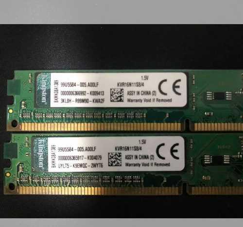 Комплект оперативной памяти DDR3 8 гб KVR16N11S8/4