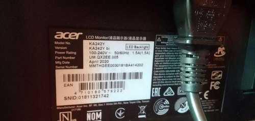 23.8"Монитор Acer ka242ybi /75Гц, IPS, 1мс