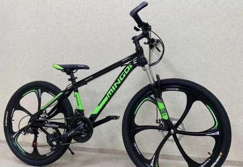 Велосипед с литыми дисками Чёрно-зелёный новый
