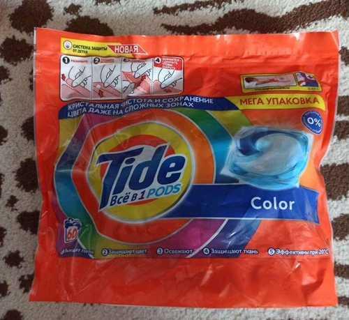 Капсулы для стирки tide всё в 1, 60шт