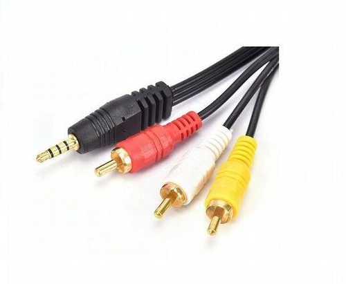 Кабель 3RCA - mini jack 3.5 мм 4 pin 3.0 м, черный