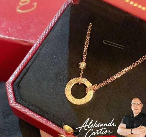 Подвеска Cartier Love розовое золото 585 проба 2 шт. бриллиант 0.0434 карат