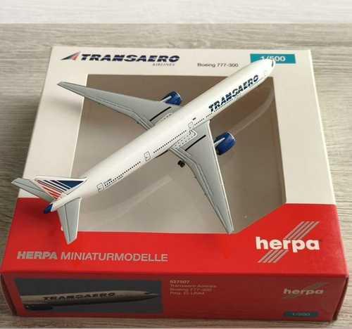 Модель самолёта B-777, Трансаэро, Herpa 1\500