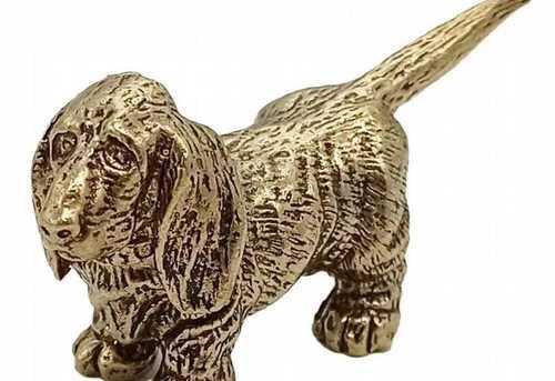 Статуэтка собака Бассет 5 см бронза