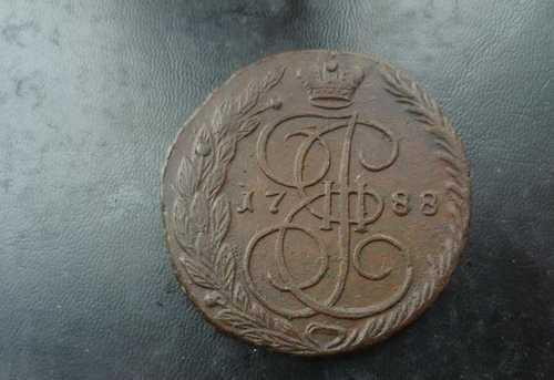 Монета 5 коп 1788 год. оригинал. сохран люкс