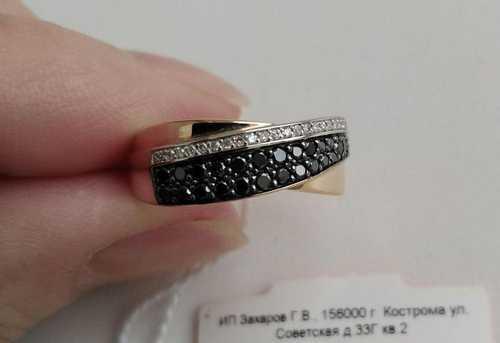 Золотое кольцо с чёрными бриллиантами