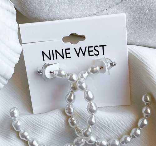 Новые серьги Nine West полукольца под жемчуг