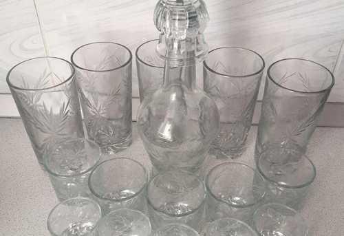 Набор: графин, стаканы и стопки