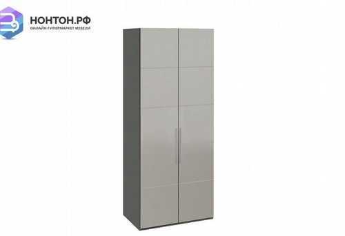 Шкаф 2-дверный Наоми с зеркалами фон серый / джут