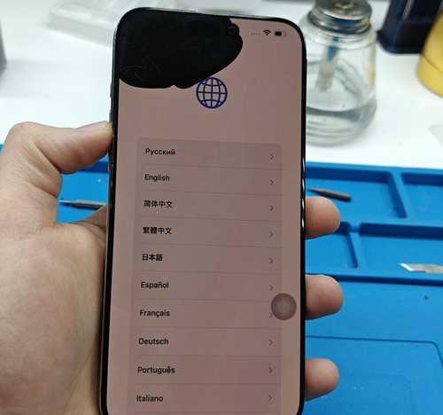 Оригинальный дисплей iPhone 15 pro max с пятном