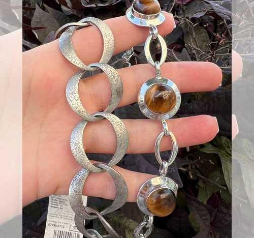 Серебряный браслет 925 тигровый глаз новый