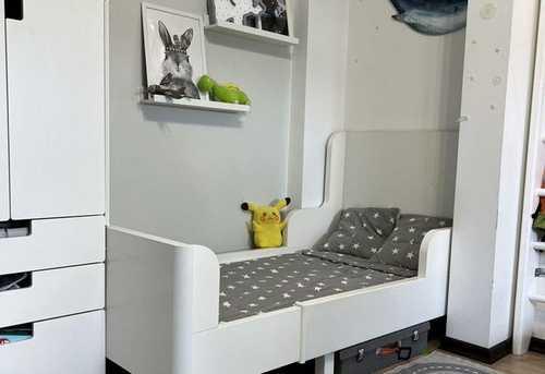 Раздвижная кровать IKEA бусунге+матрас+покрывало
