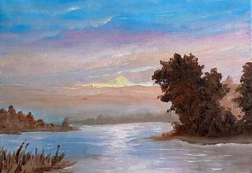 Картина маслом Этюд на озере, 40х50 см