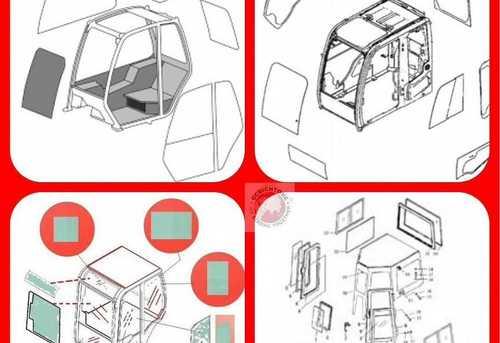 Стекло боковое правое у стрелы (закалённое) 827/80