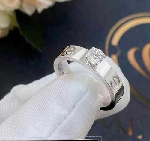 Cartier Love Solitaire кольцо, белое золото