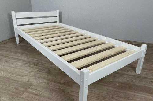 Кровать белая классика из сосны односпальная