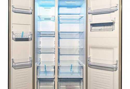Холодильник Ginzzu NFK-521, сталь, диспенсер