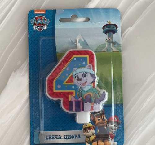 Свеча цифра 4 щенячий патруль paw patrol