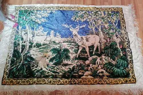 Скатерть, ковёр плюшевый СССР с оленями