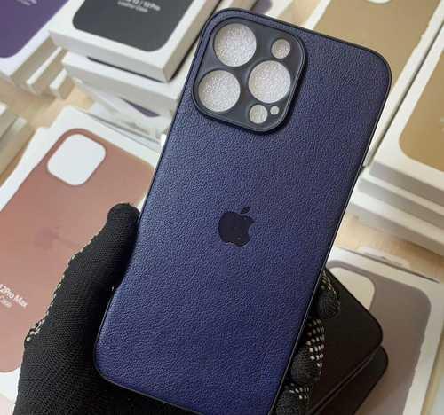 Чехол на iPhone 15 Pro Max силикон под кожу синий