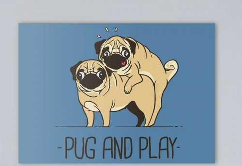 Интерьерная картина Pug and Play. Мопсы Играют