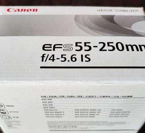 Коробка от объектива Canon EF-S 55-250 f/4-5.6 IS