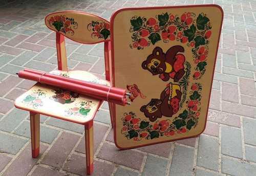 Детский стол и стульчик хохлома